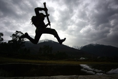 Indian Army Soldier Jumps During Training Editorial Stock Photo - Stock ...