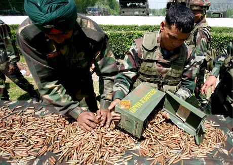 Indian Army Soldiers Arrange Pile Seized Editorial Stock Photo - Stock ...