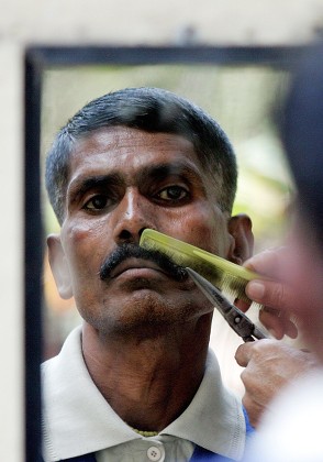 Indian Worker Gets His Moustache Trimmed Editorial Stock Photo - Stock ...
