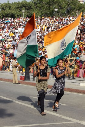 Indian Children Run Carrying Indian National Editorial Stock Photo ...