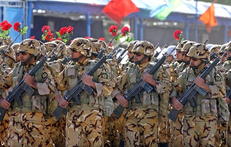 Iranian Army Soldiers March During Military Editorial Stock Photo ...