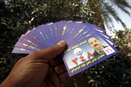 Iraqi Man Holds Campaign Cards Sunni Editorial Stock Photo - Stock ...