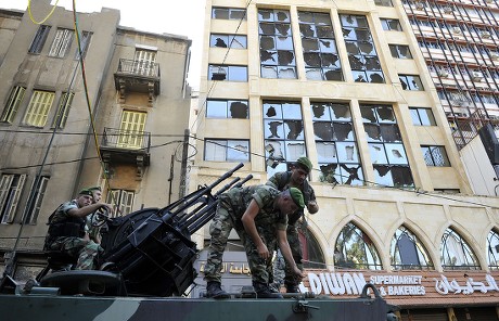 Lebanese Soldiers On Armoured Personnel Carrier Editorial Stock Photo ...