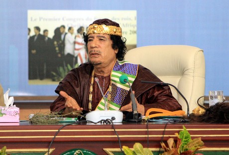 Libyan Leader Muammar Gaddafi Wearing African Editorial Stock Photo ...