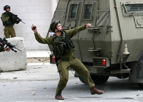 Israeli Soldier Throws Tear Gas Canister Editorial Stock Photo - Stock ...