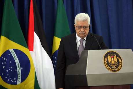 Palestinian President Mahmoud Abbas During Joint Editorial Stock Photo ...
