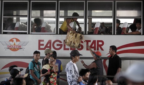 Filipino Passengers Board Bus Bus Terminal Editorial Stock Photo ...