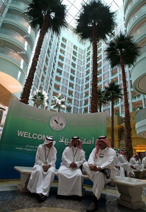 Saudi Men Sit Where Jeddah Energy Editorial Stock Photo - Stock Image ...