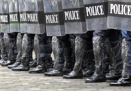 Thai Riot Control Policemen Wearing Protective Editorial Stock Photo ...