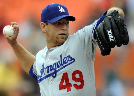Los Angeles Dodgers Charlie Haeger Delivers Editorial Stock Photo ...