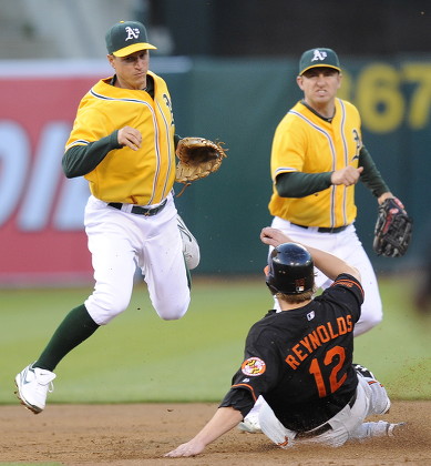 Oakland Athletics Mark Ellis L Leaps Editorial Stock Photo - Stock ...
