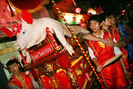 Young Men Participate Pig Procession Temple Editorial Stock Photo ...