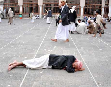 Yemeni Man Sleeps Grand Mosque During Editorial Stock Photo - Stock ...