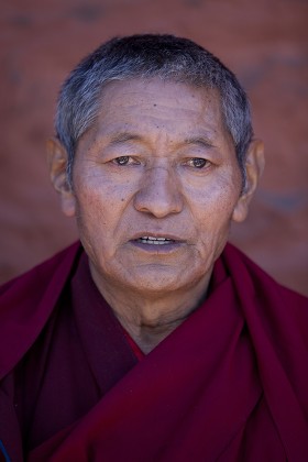 Lama Buddhist Monks Stand By Yak Editorial Stock Photo - Stock Image ...