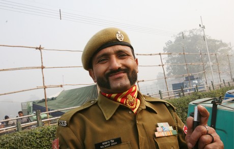 Indian Security Guard Sports Handlebar Moustache Editorial Stock Photo ...