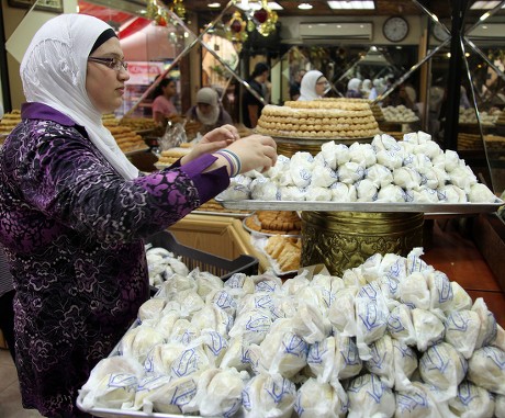 Lebanese Vendor Arrange Traditional Sweets Called Editorial Stock Photo ...