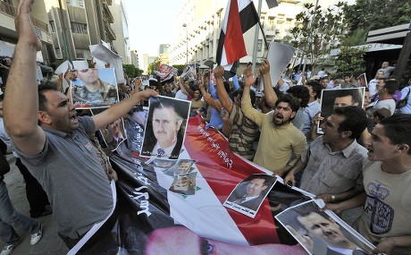 Syrians Who Live Lebanon Hold Posters Editorial Stock Photo - Stock ...