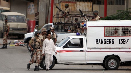 Pakistani Rangers Check Man Checkpoint Restive Editorial Stock Photo ...