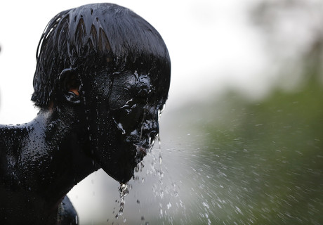 Myanmar Man Covered Lubricating Oil Gets Editorial Stock Photo - Stock ...