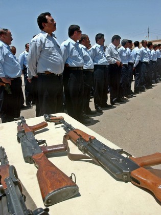 Wearing Newlyissued Uniforms Iraqi Policemen Wait Editorial Stock Photo ...