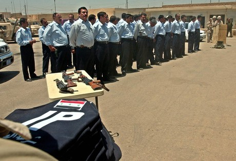 Wearing Newlyissued Uniforms Iraqi Policemen Wait Editorial Stock Photo ...