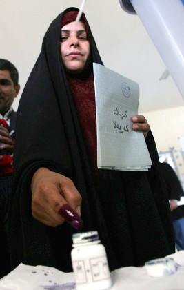 Iraqi Woman Dips Her Finger Ink Editorial Stock Photo - Stock Image ...