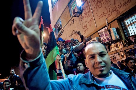 Libyans Flash Victory Sign Hold Old Editorial Stock Photo - Stock Image ...