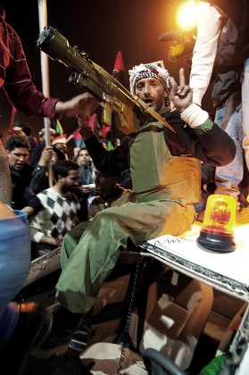 Libyan Rebel Flashes Victory Sign Holds Editorial Stock Photo - Stock ...