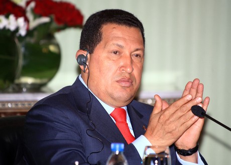 Venezuelan President Hugo Chavez During Press Editorial Stock Photo ...