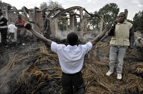 Young Man Prays Still Smoldering Ruins Editorial Stock Photo - Stock ...