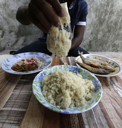 Man Ivory Coast Eats Attieke Fried Editorial Stock Photo - Stock Image ...