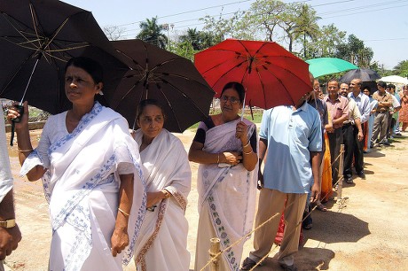Indian Women Wait Long Queue Cast Editorial Stock Photo - Stock Image ...
