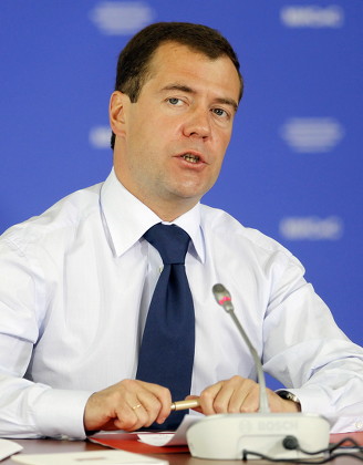 Russian President Dmitry Medvedev Attends Presidential Editorial Stock ...