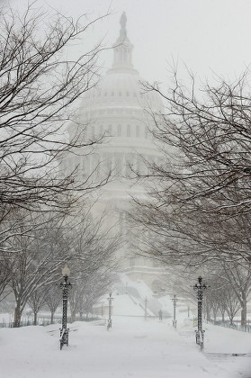 Capitol Building Obscured By Snow During Editorial Stock Photo - Stock ...