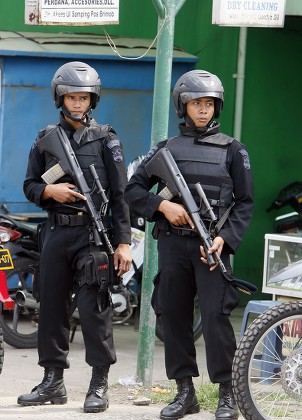 Indonesian Antiterror Police Line Mobile Brigade Editorial Stock Photo ...