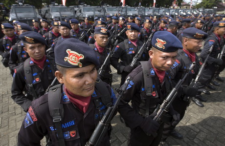 Indonesian Antiterror Police Line Mobile Brigade Editorial Stock Photo ...