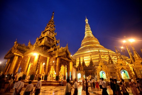 Myanmar People Gather Shwedagon Pagoda On Editorial Stock Photo - Stock ...
