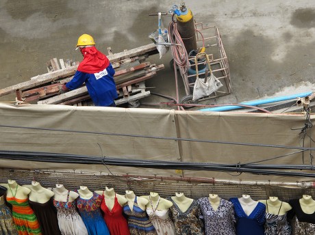 Thai Construction Worker Work On Building Editorial Stock Photo - Stock ...