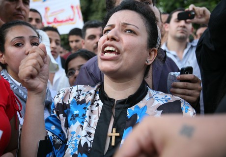 Egyptian Coptic Christians Shout Slogans Duringn Editorial Stock Photo ...