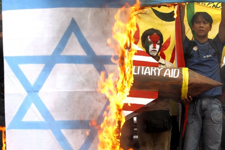 Filipinos Burn Mock Israeli Flag During Editorial Stock Photo - Stock ...