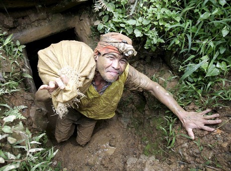 Filipino Miner Carries Sack Gold Ore Editorial Stock Photo - Stock ...