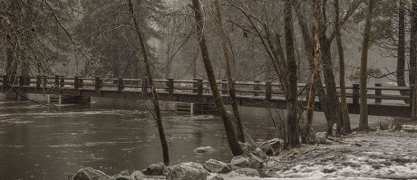 Swinging Bridge Well Above Merced River Editorial Stock Photo - Stock ...