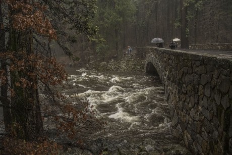 Merced River Flows Quickly Under Pohono Editorial Stock Photo - Stock ...