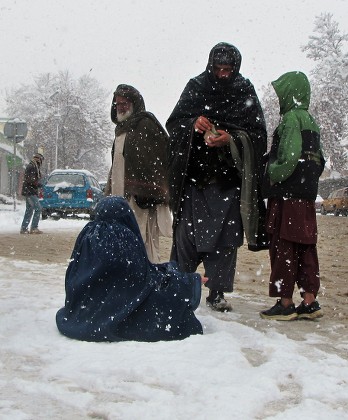 Veiled Afghan Woman L Sits Snow Editorial Stock Photo - Stock Image ...