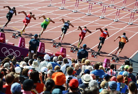 Decathletes Start 110m Hurdles Decathlon London Editorial Stock Photo ...