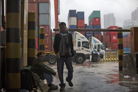 Striking Dock Workers Containers On Background Editorial Stock Photo ...