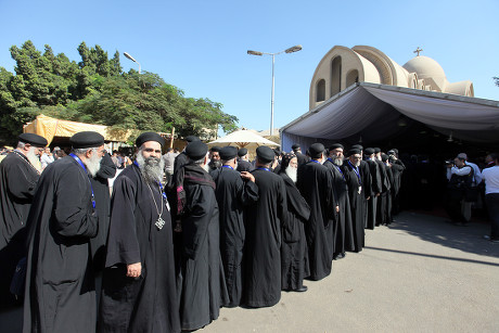 Egyptian Coptic Priests Stand Line Wiating Editorial Stock Photo ...
