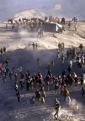 Indonesian Villagers Wait On Edge Crater Editorial Stock Photo - Stock ...