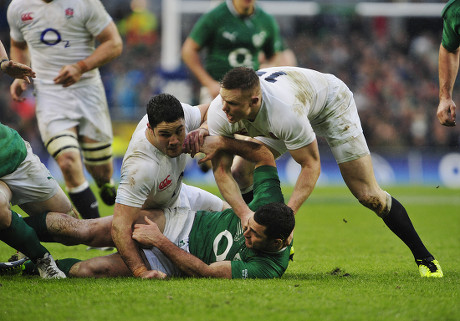 Irelands Rob Kearney Tackled By Enlgnads Editorial Stock Photo - Stock ...