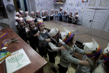 Ultraorthodox Jewish Children Wearing Hanukkah Hats Editorial Stock ...